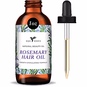 Rosemary Oil for Hair Growth by Baja Basics Organic Rosemary Oil for Hair, Moisturizing Hair Oil for Split Ends and Dry Scalp, Hair Strengthening, For all Hair Types 1 oz