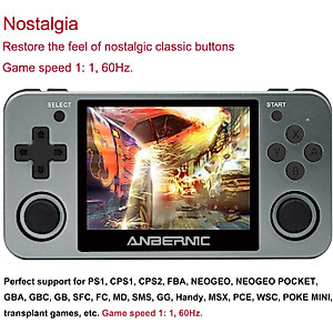 hemistin RG350m Handheld Game Console with 16G Memory, 3.5 Inch IPS Screen 2500MAH Battery Preload 5000 Games Opendingux System Gifts (Chinese and English Version) (Titanium + 32G TF Card)