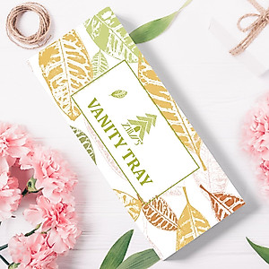 Bathroom Vanity Tray Bamboo Tray - for Counter Wood Small Bathroom Decorative Tray, Dresser Top Perfume Tray for Home Decoration 11.3” L x 4.4” W x 1.14” H （Pink）