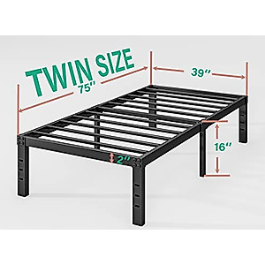 Sementa Twin-Bed-Frames 16 Inch High Heavy Duty-Platform-Mattress-Foundation - No Box Spring Needed,Storage Underneath,Easy Assembly,Noise Free,Black