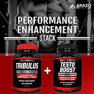 Arazo Nutrition TestoBoost Test Booster Supplement - Potent & Natural Herbal Pills - Boost Muscle Growth - Tribulus, Epimedium, Hawthorn, Zinc, Minerals