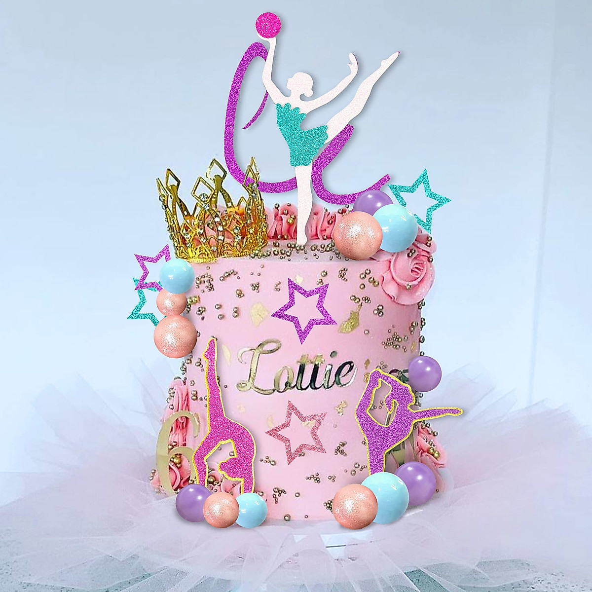 27 PCS Gymnastics Cake Toppers Balls Cake Decoratios Gymnastics Birthday Party Decorations for Girls Gymnastic Theme Birthday Party Baby Shower Supplies (Gymnastic)