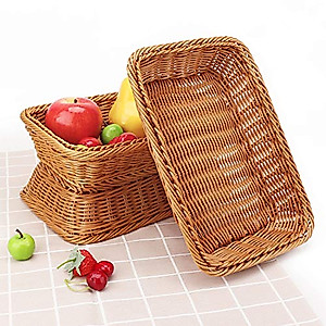 Wicker Bread Basket, Eusoar 11.8"x 7.9"x 2.4" 3pcs Tabletop Food Serving Baskets Trays, Bread Proofing Basket, Food Fruit Vegetables Sundries Storage Basket for Restaurant Bakery Family Party