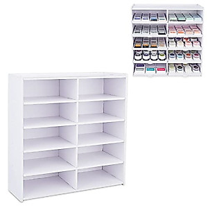 Sanfurney 10 Slots Ink Pad Tray Organizer Rack Compatible with Mini Distress Ink Pad Tray, Drop Ink Pad Tray, Mini Archival Ink Pad Tray (Trays are not Included) Stamp Pad Supplies Storage Holder