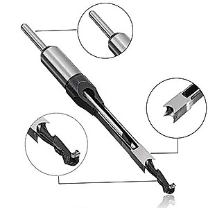 4Pcs HSS Mortise Chisel Set Woodworking Square Drill Bits Wood Hole Saw with Twist Drill