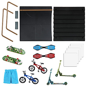 PLSOPPKG Skate Park Kit Ramp Parts for Finger Skateboard Skate Park Kit Part Training Props with Finger Skateboard Finger Bike Scooters and More…