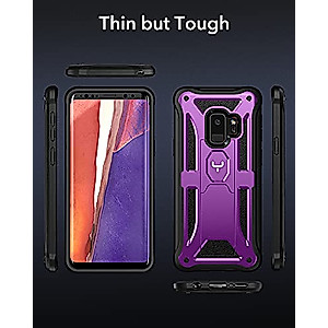 YOUMAKER Designed for Galaxy S9 Case (NOT Plus), Slim Fit Heavy Duty Rugged Protective Case with Kickstand for Samsung Galaxy S9 5.8 inch - Purple