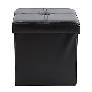 Simplify Faux Leather Cube Storage Ottoman, Black (F-0625-BLACK)