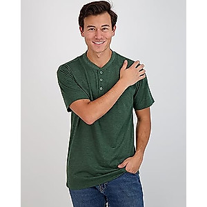 Real Essentials 3 Pack Big & Tall King Size Men’s Cotton Short Sleeve Henley T-Shirt Casual Shirts Lounge Active Athletic Workout Dry Fit Sleep Summer Sleep Pajama Workout Dry Fit- Set 4, 4X Tall
