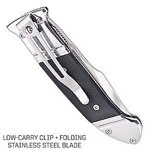SOG Fielder G10 Folding Pocket Knife - Easy Open 3.3 Inch Foldable Knife Blade w/ EDC Knife Handle and Clip, Stainless Steel Do-It-All Knife (FF38-CP) , Black