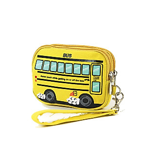 Yellow School Bus Canvas Wristlet One Size