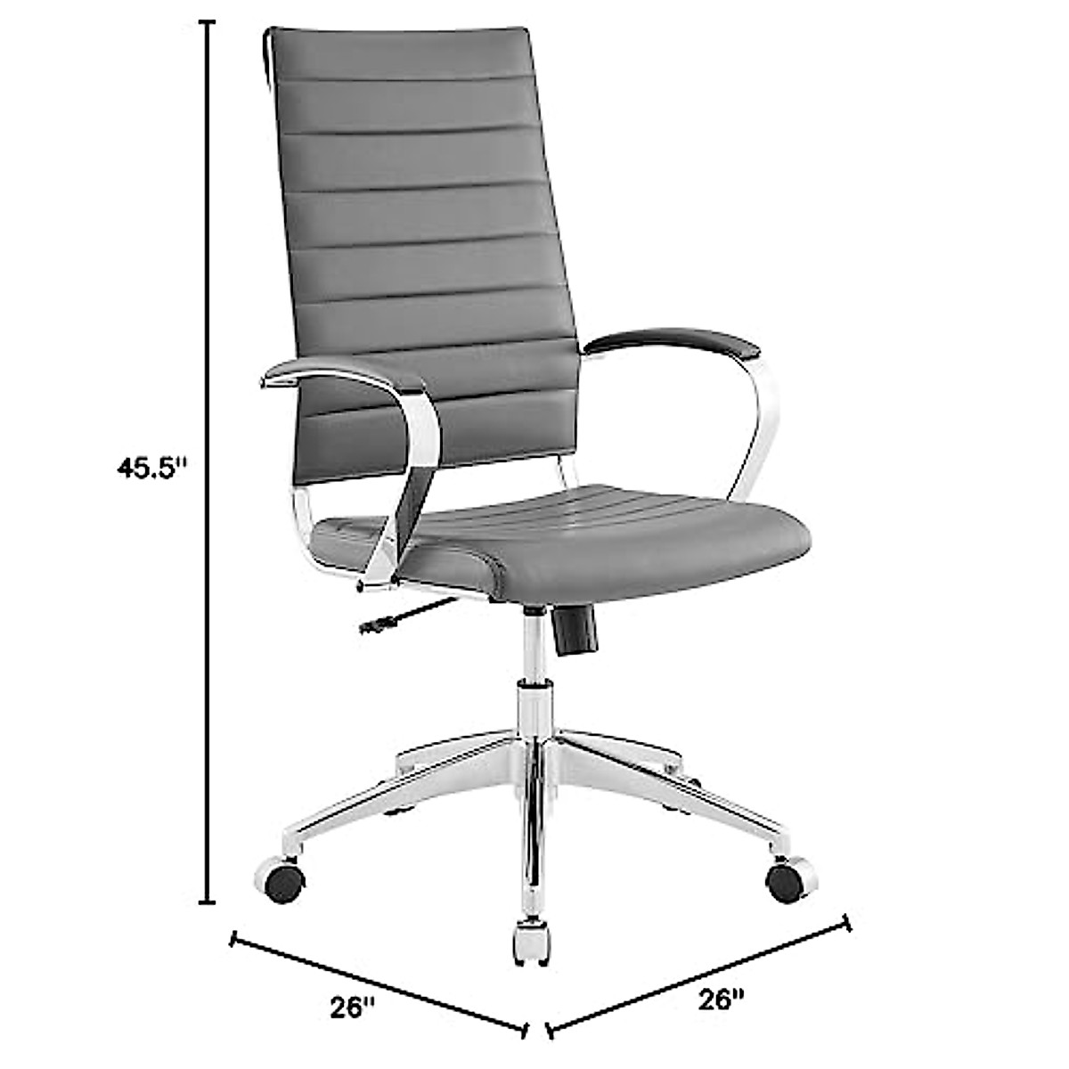 Modway Jive Ribbed High Back Tall Executive Swivel Office Chair With Arms In Gray