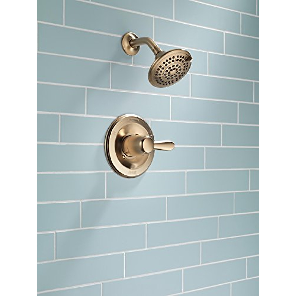 Delta Faucet Lahara 14 Series Single-Function Shower Faucet Set, 5-Spray Shower Head, Shower Handle, Gold Shower Faucet, Delta Shower Trim Kit, Champagne Bronze T14238-CZ (Valve Not Included)