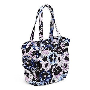 Vera Bradley Women's Cotton Glenna Satchel Purse, Plum Pansies - Recycled Cotton, One Size