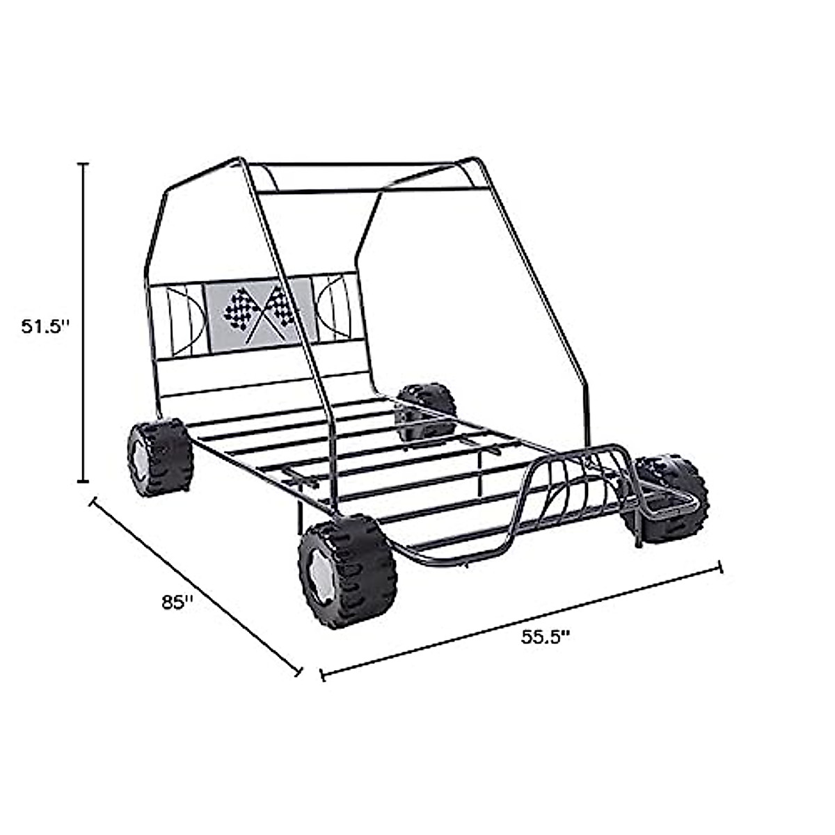 ACME Furniture 2 Count Xander Bed, Twin, Gunmetal Go Kart