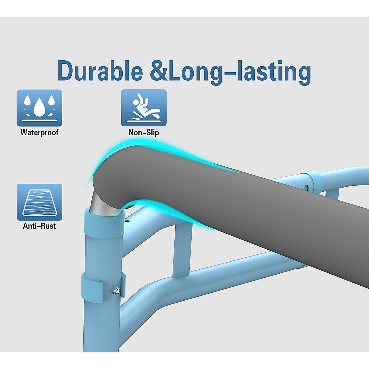 Delog Stand Alone Toilet Safety Rail - Adjustable Width & Height Fit Any Toilet, Medical Toilet Frame for Elderly Handicap Disabled, Folding Handrails