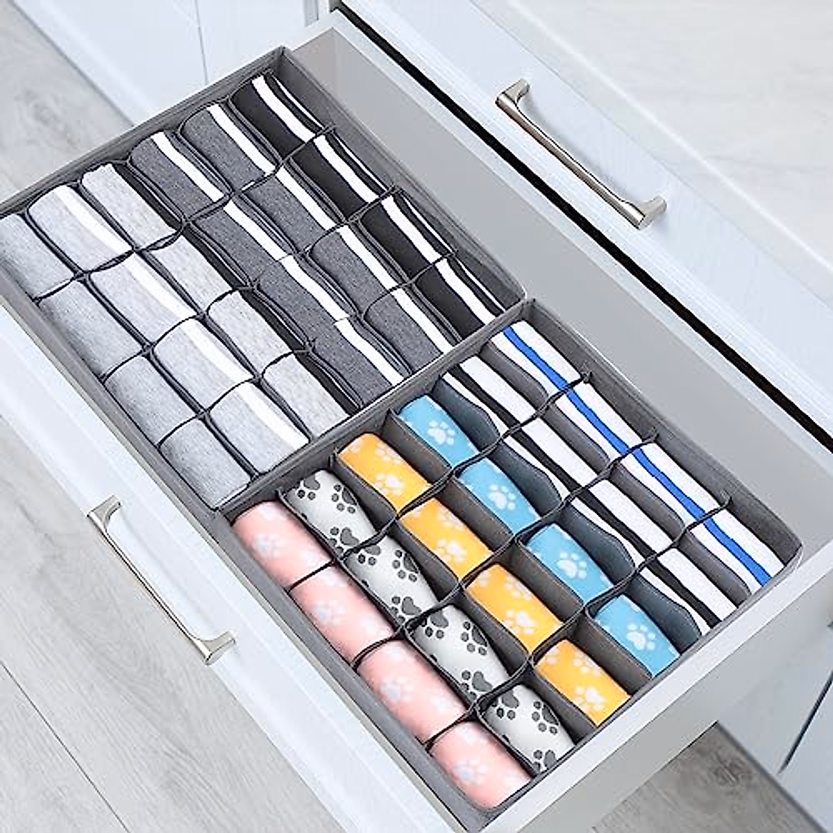 meekoo 12 Pack Sock Organizer for Drawer Underwear Organizer 24 Cell Sock Drawer Organizer Divider Foldable Cabinet Closet Organizers Underwear Drawer Organizer for Storing Socks Underwear Ties