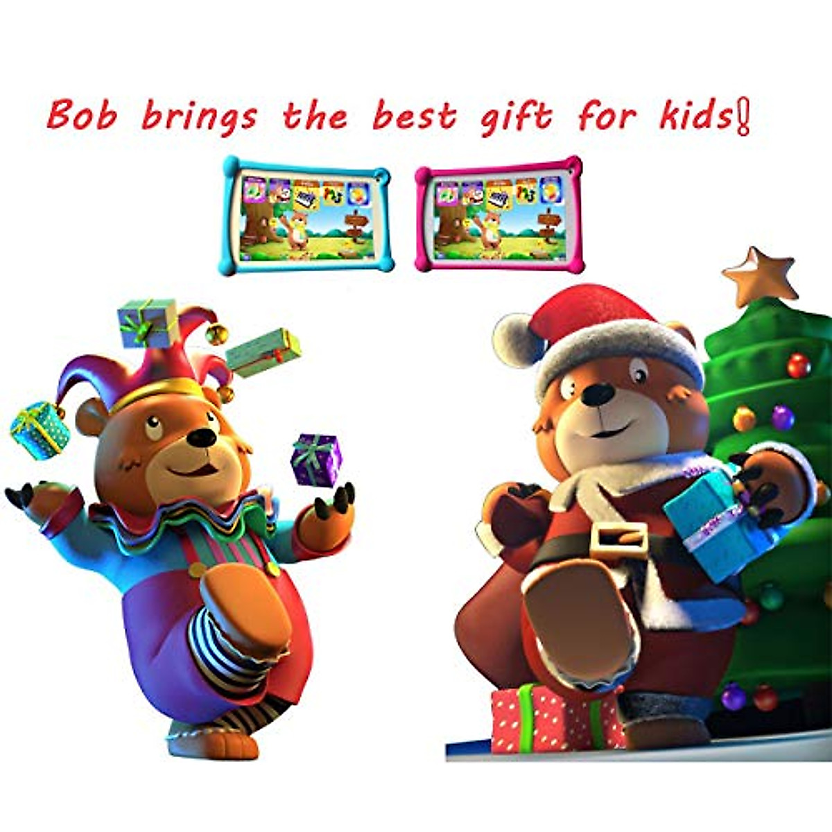 BBPAW Kids Tablet, Learning Games 7 inch 16GB WiFi Android GMS Tablet with Educational Games, with Protective Case-Blue