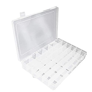 Juvielich Clear Plastic Organizer Box, 36 Fixed Grids Storage Container Jewelry Box for Beads Art DIY Crafts Jewelry Fishing Tackles 10.83"x7.4"x1.77"(LxWxH)