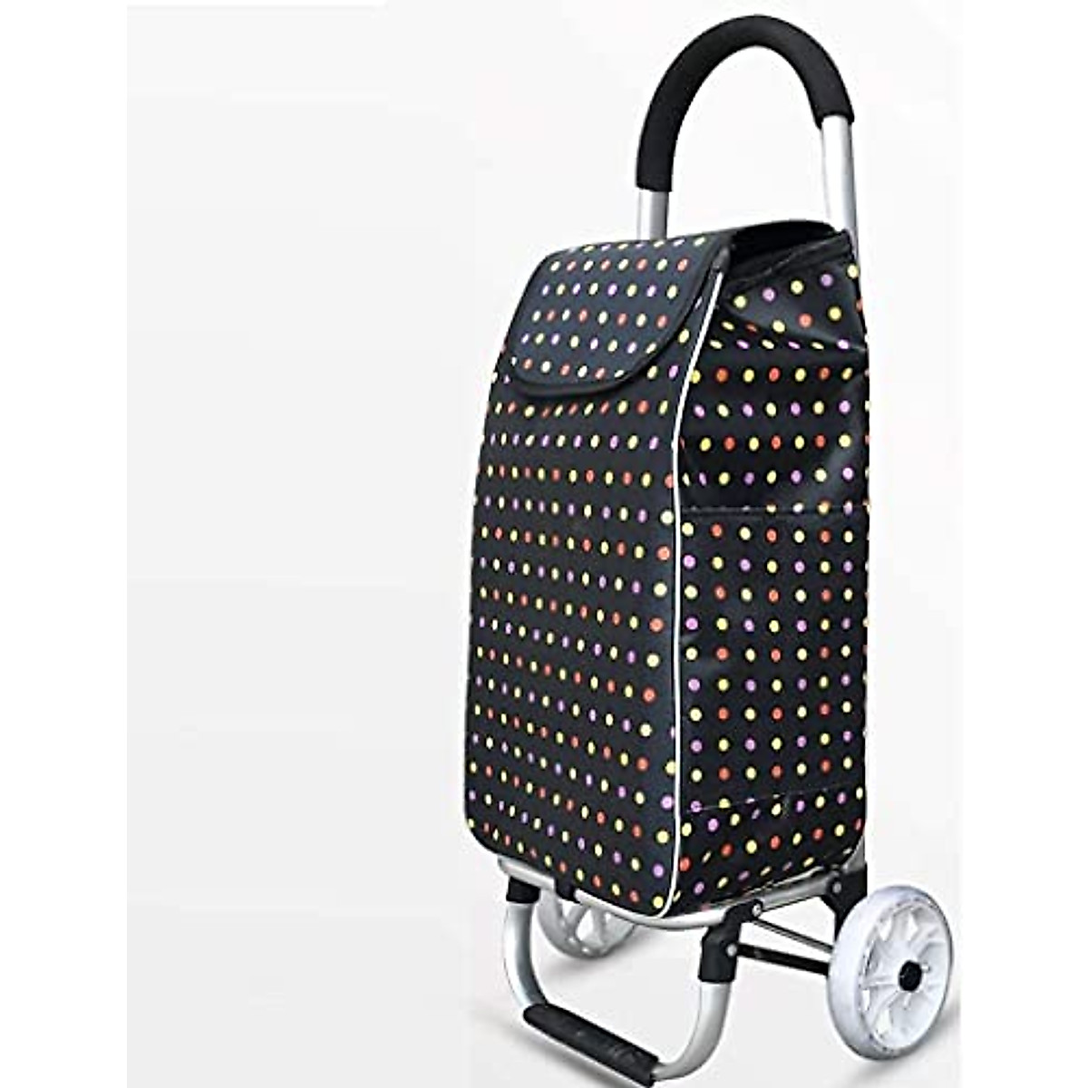 Shopping Trolley on Wheels Multi Function Shopping Cart Lightweight Large Capacity Foldable Aluminum Alloy Car 2 Wheels Luggage Cart Storage Hand Trucks,Colored Dots ,