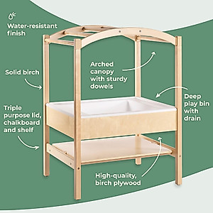 Guidecraft Sensory Table System with Lid for Kids - Sand and Water Table with Large Play Bin, Chalkboard, and Arch | Toddler Activity Table Center for Indoor and Outdoor Use