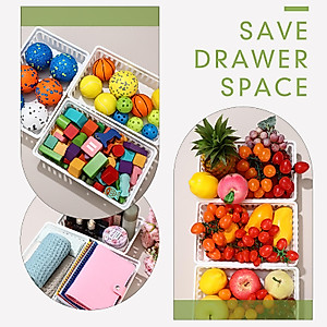 Wenqik Set of 12 Plastic Baskets for Organizing 10.24 x 6.5 x 2.36 Inch Rectangular Trays Plastic Organizer Bins Rectangle for Desk Organization(White)