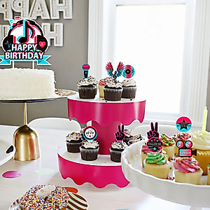 25Pcs Tik Music Happy Birthday Cake Toppers，Musical Tik Cupcake Toppers for Girl's Music Karaoke Themed Party Supplies，Music Birthday Party Decorations