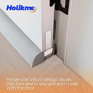 Holikme 36 inches Double Side Draft Stopper Noise Blocker for Bottom of Door Adjustable Door Sweeps, Grey