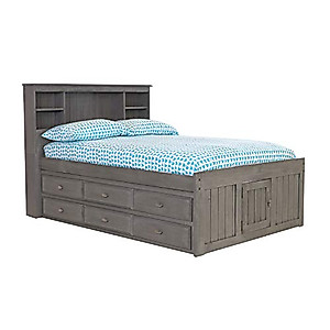 Discovery World Furniture Charcoal Full Bookcase Bed with 6 Drawers