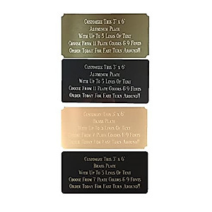 Custom Personalized Engraved Brass / Aluminum Name Plate Plaque Art Label Tag Gift Trophy 2x4 / 3x6 inch