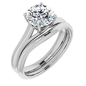 10K/14K/18K Solid White Gold Handmade Engagement Ring 1.0 CT Round Cut Moissanite Diamond Solitaire Wedding/Bridal Rings Set for Womens/Her Proposes Gifts