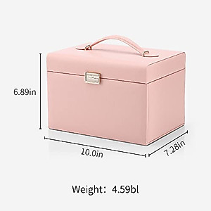 Vlando Jewelry Box Organizer for Girls Women, Large Baroque Jewelry Storage Box with Mirror, Drawers for Bracelets, Earrings, Rings, Necklaces, Mothers Day Gifts for Loved One, Pink