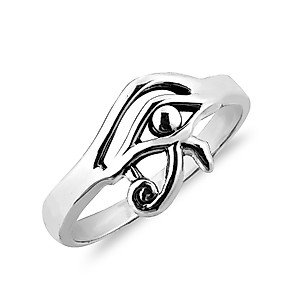 AeraVida Everyday Egyptian Eye of Horus .925 Sterling Silver Ring | Sterling Silver Rings Set Size 5-11 | Sterling Silver Rings for Women | Horus Rings for Women (11)