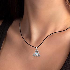 TUGHRA Witches Knot Necklace for Men Women Sterling Silver Moonstone Pendant Necklaces Oxidized Irish Jewelry Gift for friends Birthday Anniversary Valentine Days