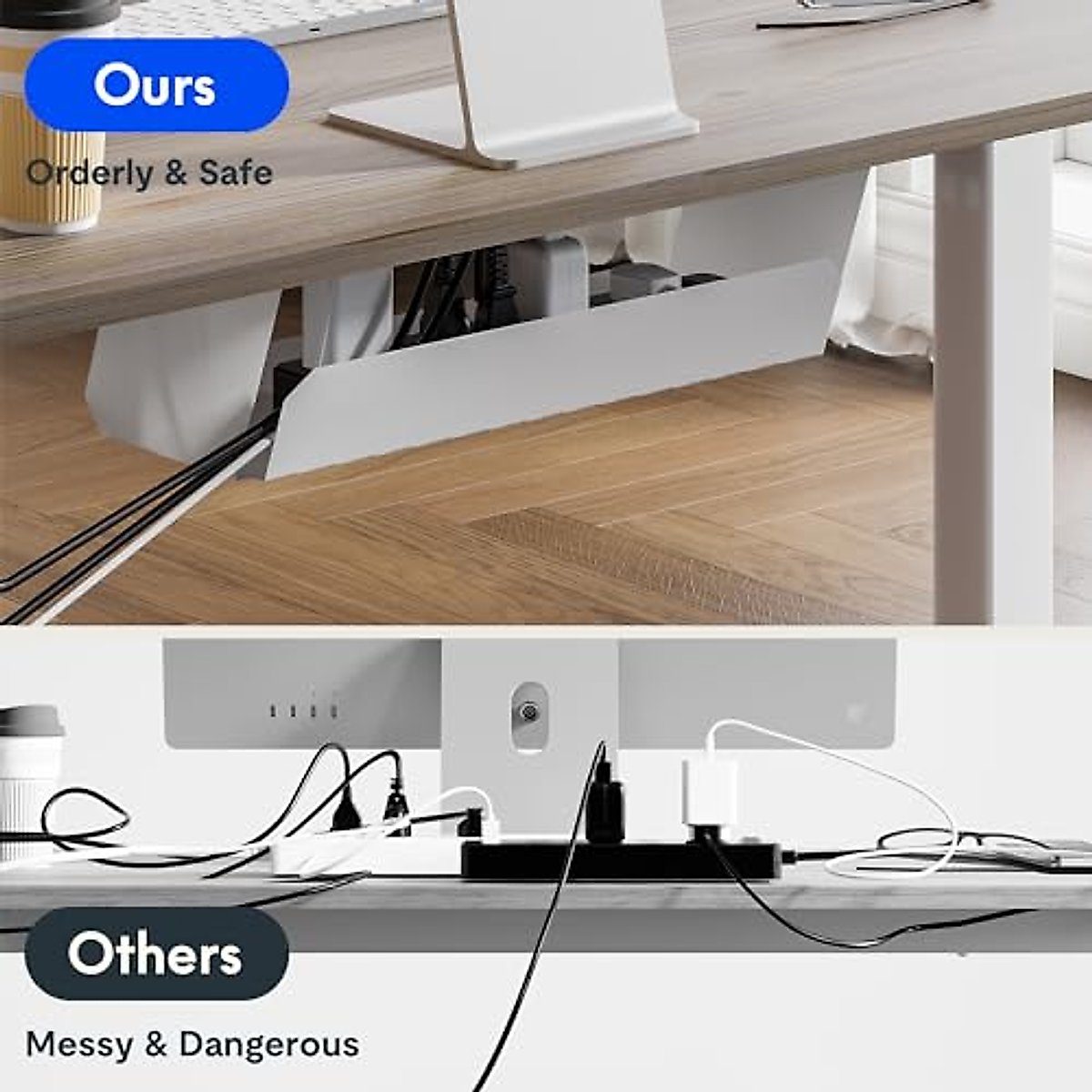 FLEXISPOT Standing Desk Quick Assembly Electric Adjustable with 48 x 24 Inches Whole-Piece Desktop Ergonomic Memory Controller Stand Up Desk(White Frame + 48" Grey Wood Grain)