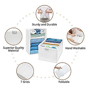 Inoviti Wardrobe Clothes Organizer for Folded - Upgraded & Sturdy Closet Shelf , Pants Tshirt Dresser Organizers Storage Bin Jeans Leggings [2Pcs], White, 14.17x9.84x7.87 inches