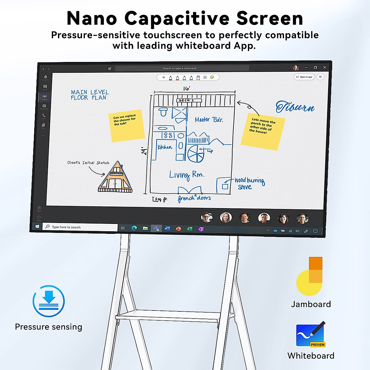 Smart Board, TIBURN FLIP HUB 55" S1 4K UHD Smart Whiteboard, Rotating Adaptive Nano Capacitive Smartboard, All-in-One Digital Whiteboard for Home and Businesses (Includes Movable Rotatable Stand)