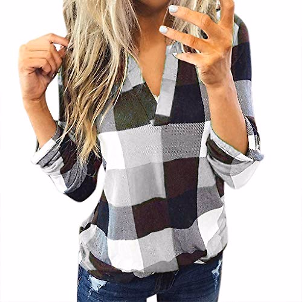 Blouses for Women Fashion 2021, Shirt Fleece Sweatshirts Cheap Trendy with Pockets Sweaters Crewneck Fuzzy Plus Size Jackets for Women Christmas Shirts for Women Plus Size