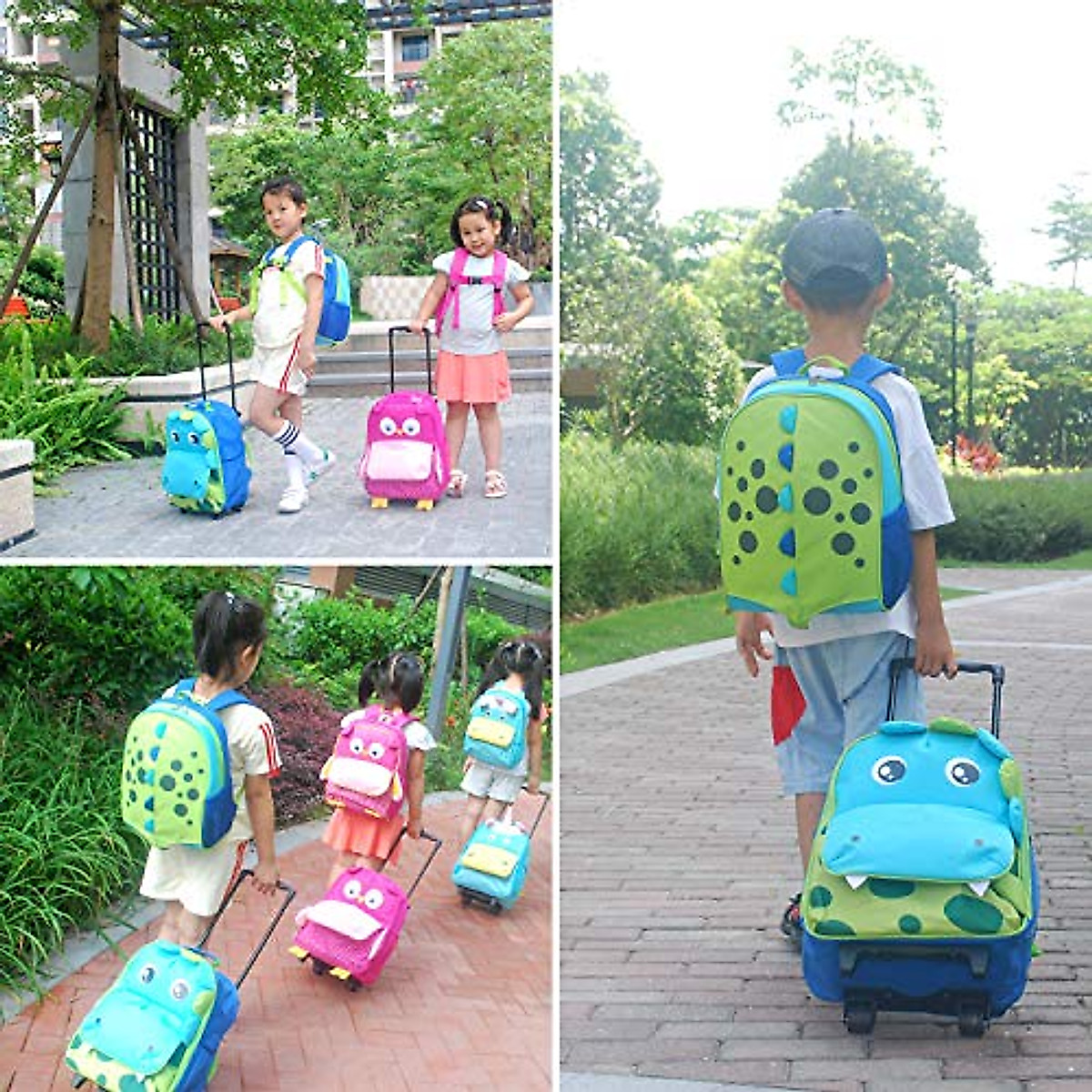yodo Zoo 3-Way Kids Suitcase Luggage or Toddler Rolling Backpack with wheels, Medium Dinosaur