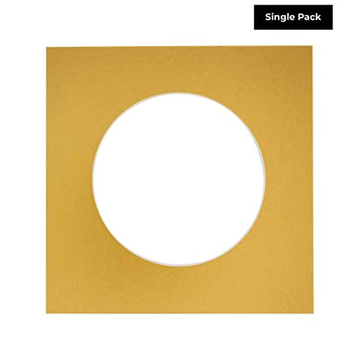 17x17 Mat Bevel Cut for 13x13 Photos - Precut Metallic Gold Circle Shaped Photo Mat Board Opening - Acid Free Matte to Protect Your Pictures - Bevel Cut for Family Photos, Pack of 1 Matboard Show Kit