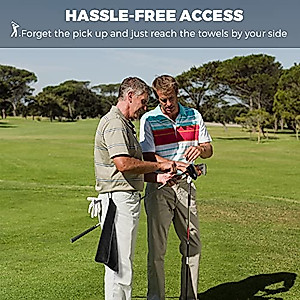 MOSUMI Golf Towel, 3 Pack Microfiber Golf Towels (16"x16") for Golf Bag with Carabiner Clip, Tri-fold Waffle Pattern Golf Towel, Blue, Black and Gray