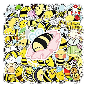 51 PCS Cute Bee Water Bottle Stickers for Kids Teens,Small Honeybee Vinyl Waterproof Stickers Decals for Laptop Bumper Skateboard Helmet,Cartoon Kawaii Bees Animal Stickers