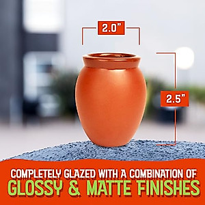 CANTAREY - 2oz Mini Clay Cups Tequila Shot Glasses, Cantaritos de Barro Mexicanos for Tequila, Margaritas, Mojitos and More, Natural Clay Shot Glasses for Taco Tuesdays, Set of 4