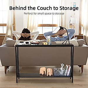 IDEALHOUSE 2-Tier Narrow Console Sofa Side Table for Entryway Hallway Living Room, Premium Entryway Furniture, 42.9in L x 9.8in W x 29.9in H (Black)