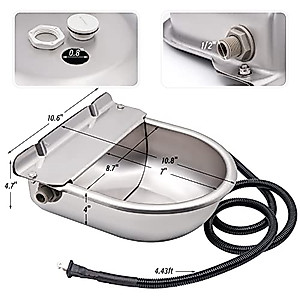 KHEARPSL Automatic Heated Water Bowl Heated Pet Dog Bowl Thermal-Bowl Livestock Water Trough Heated Waterer for Dog Cattle Horse Chicken Pig Goat (Flat Bottom)
