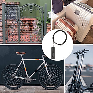 Zolunu Combination Lock Cable Security Steel Cable Luggage Lock Weatherproof with Resettable Code, Braided Steel Coated Anti-Theft Cable Lock