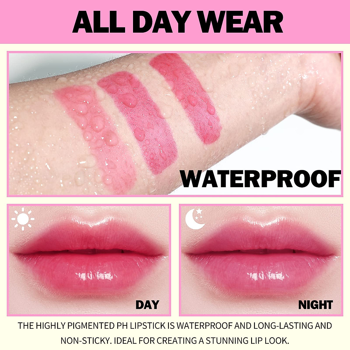 KIMUSE Flower Balm PH Color Changing Lipstick, Long-Lasting Lip Balm and Lip Stain, Moisturizing Natural Lip Balm