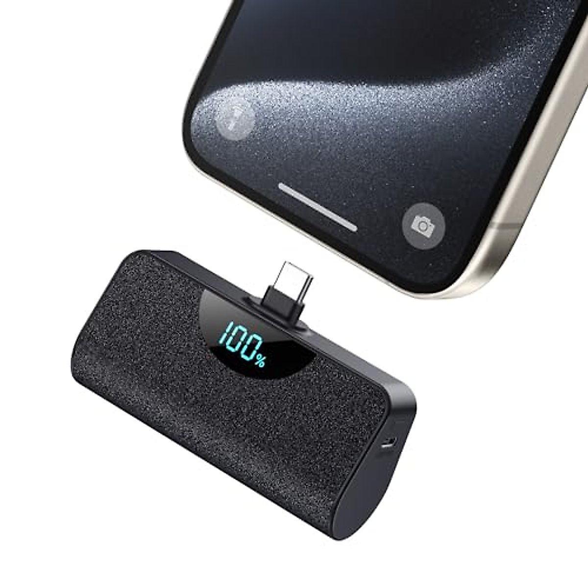 Mini Portable Charger for iPhone 15, Upgraded 5200mAh USB C Power Bank, LCD Display Battery Pack Android Charger Compatible with iPhone 15/15 Plus/15 Pro/15 Pro Max,Samsung S23/S22, Android Phones