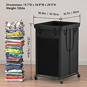 YKDIRECT 150L Large Laundry Hampers, Oxford Fabric Laundry Hampers Clothes Hampers, Metal Frame and Removable Bag Design with Wheels, Suitable for Bedroom, Bathroom, Dorm Room, Laundry Room (Black)