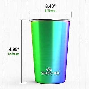 Stainless Steel Cups 16 oz Pint Tumbler (4 Pack) - Premium Metal Drinking Glasses | Stackable Durable Cup (16 oz Rainbow)